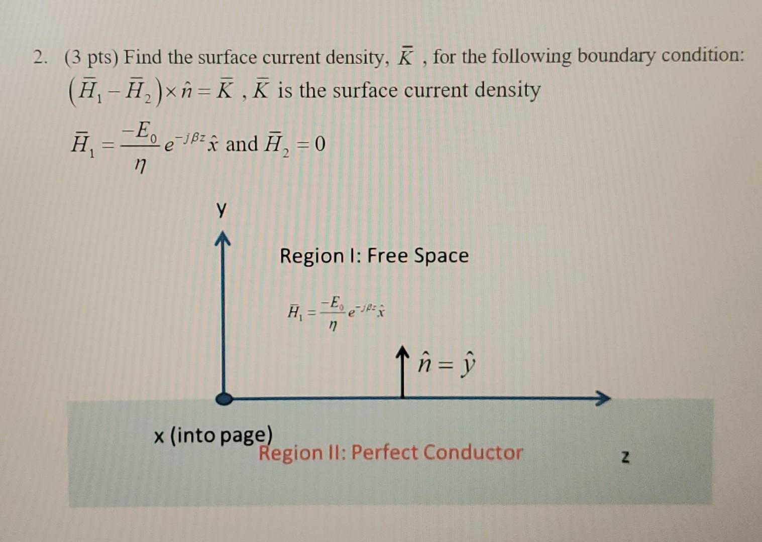 Solved 2. ( 3 pts) Find the surface current density, Kˉ, for | Chegg.com