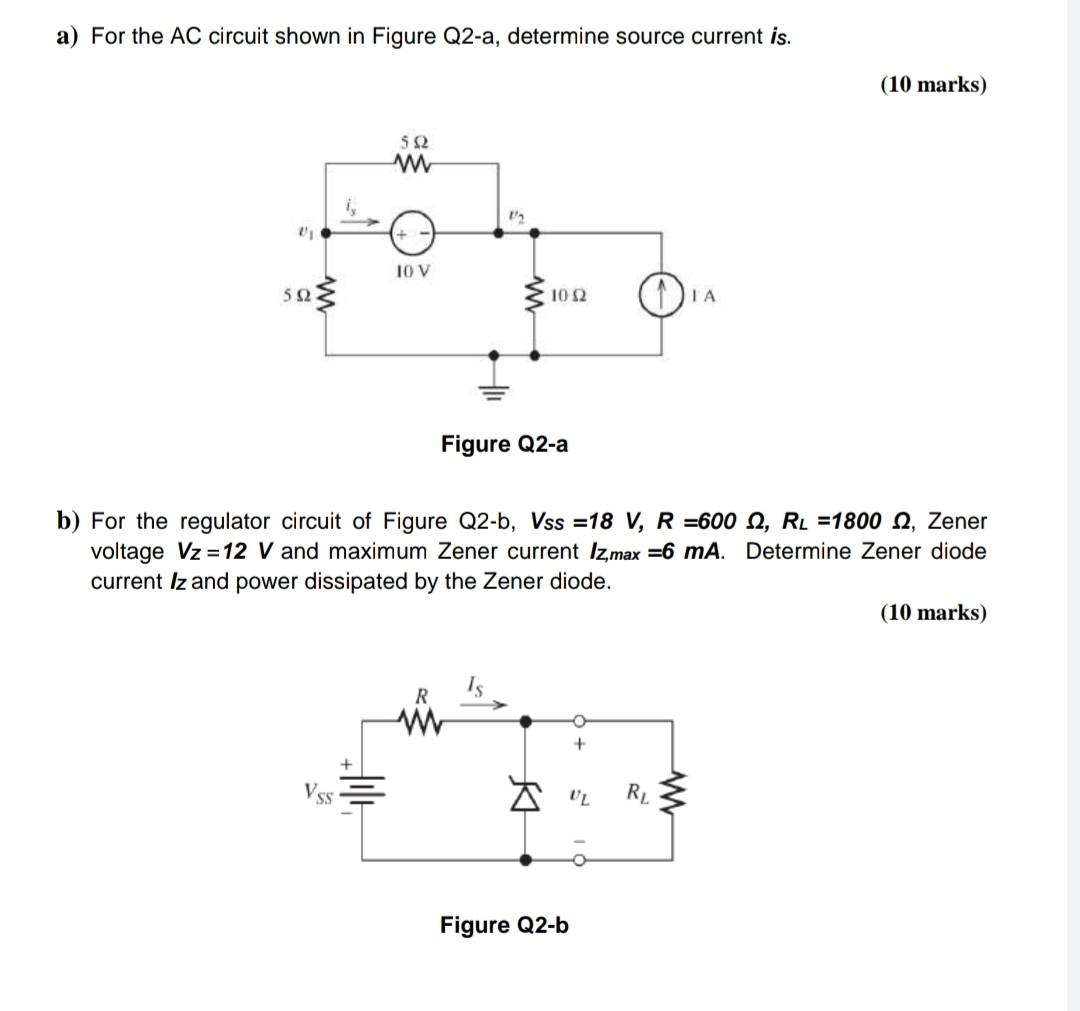 Solved a) For the AC circuit shown in Figure Q2-a, determine | Chegg.com