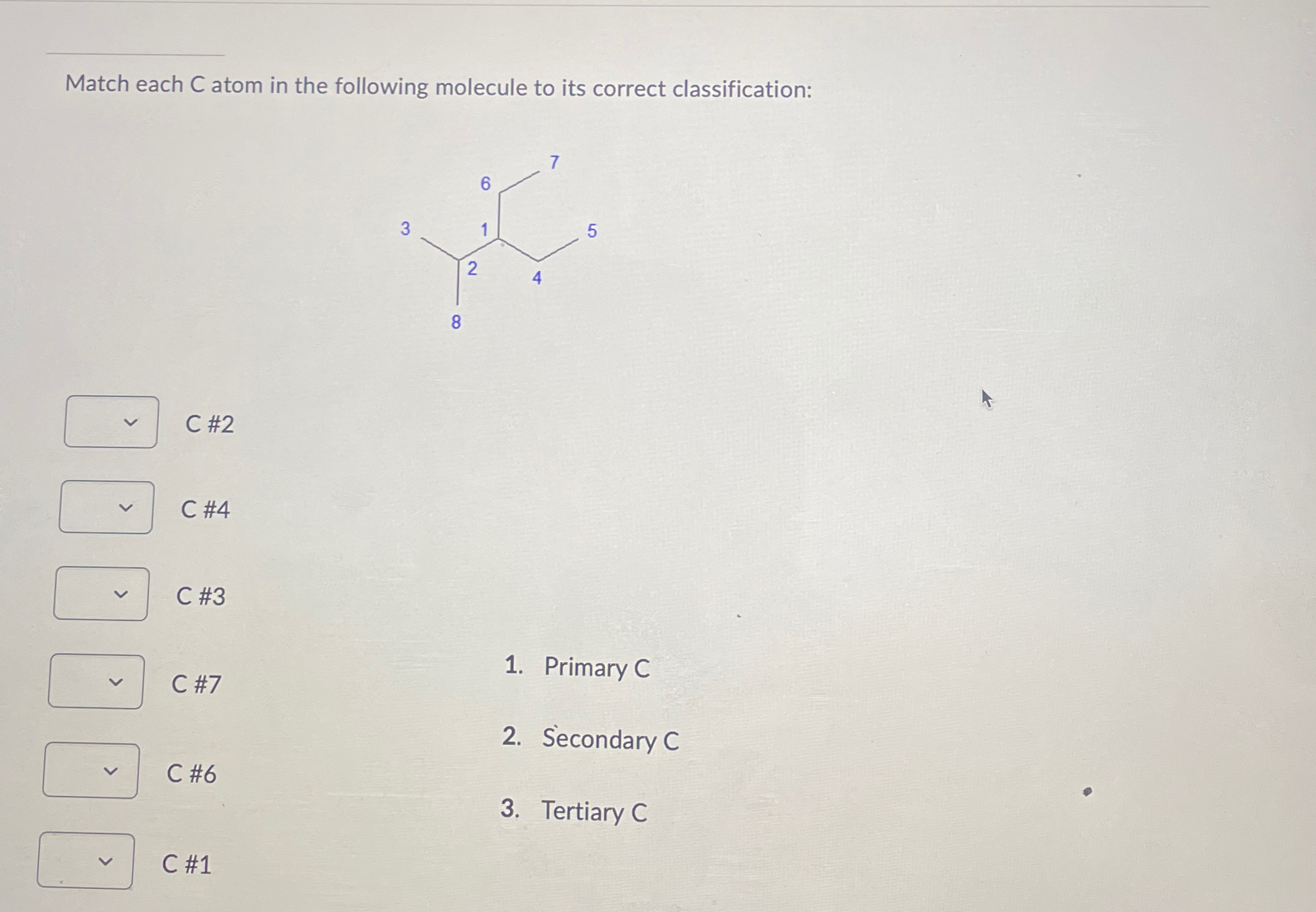 Solved Match each C ﻿atom in the following molecule to its | Chegg.com