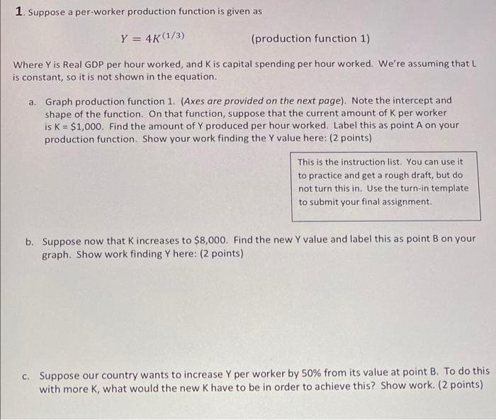 Solved 1. Suppose a per-worker production function is given | Chegg.com