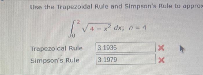 Solved use trapezoid snd Simpsons Rule step by step express | Chegg.com