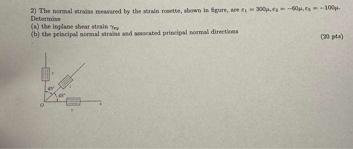 Solved 2) The normal strains measured by the strain rosette, | Chegg.com
