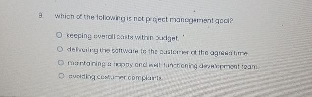 Solved Which of the following is not project management | Chegg.com
