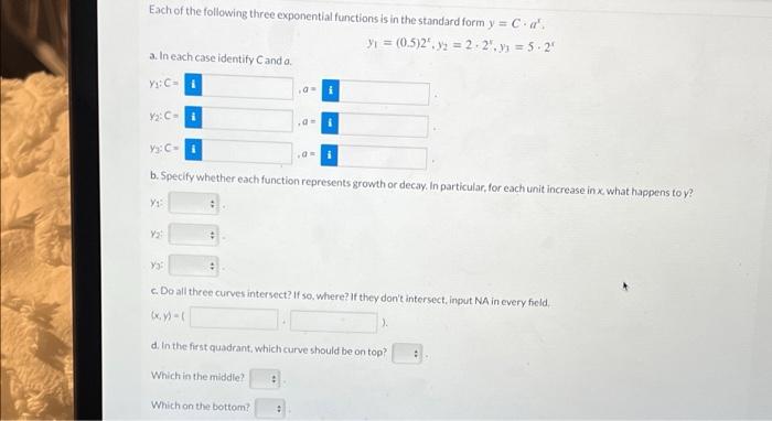 Solved Each of the following three exponential functions is | Chegg.com
