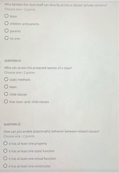 Solved Who besides the class itself can directly access a | Chegg.com