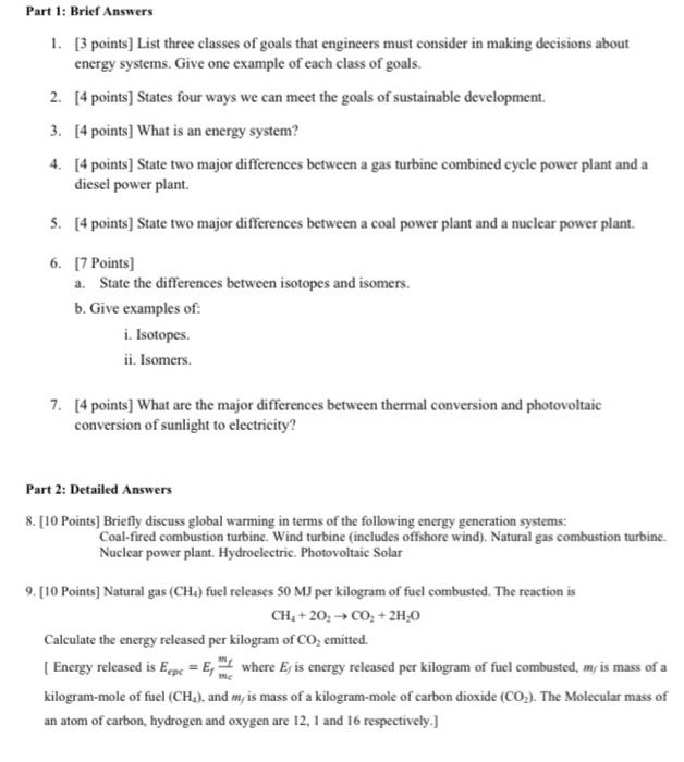 Solved Part 1: Brief Answers 1. [3 points] List three | Chegg.com