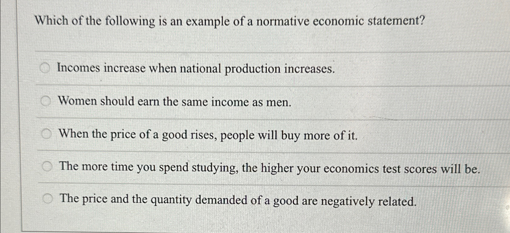 Solved Which of the following is an example of a normative | Chegg.com