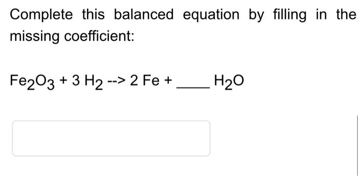 Solved Complete this balanced equation by filling in the | Chegg.com