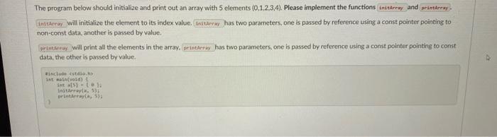 Solved The program below should initialize and print out an | Chegg.com