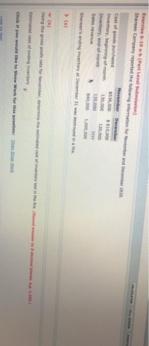 Solved CALCULATOR FULL SCREEN Exercise 6-19 -b (Part Level | Chegg.com