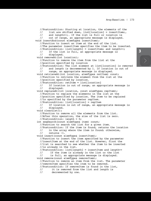 Solved 3 Add The Function Min To The Class Arraylisttype To 