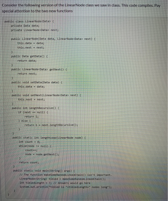 Solved Consider the following version of the LinearNode | Chegg.com