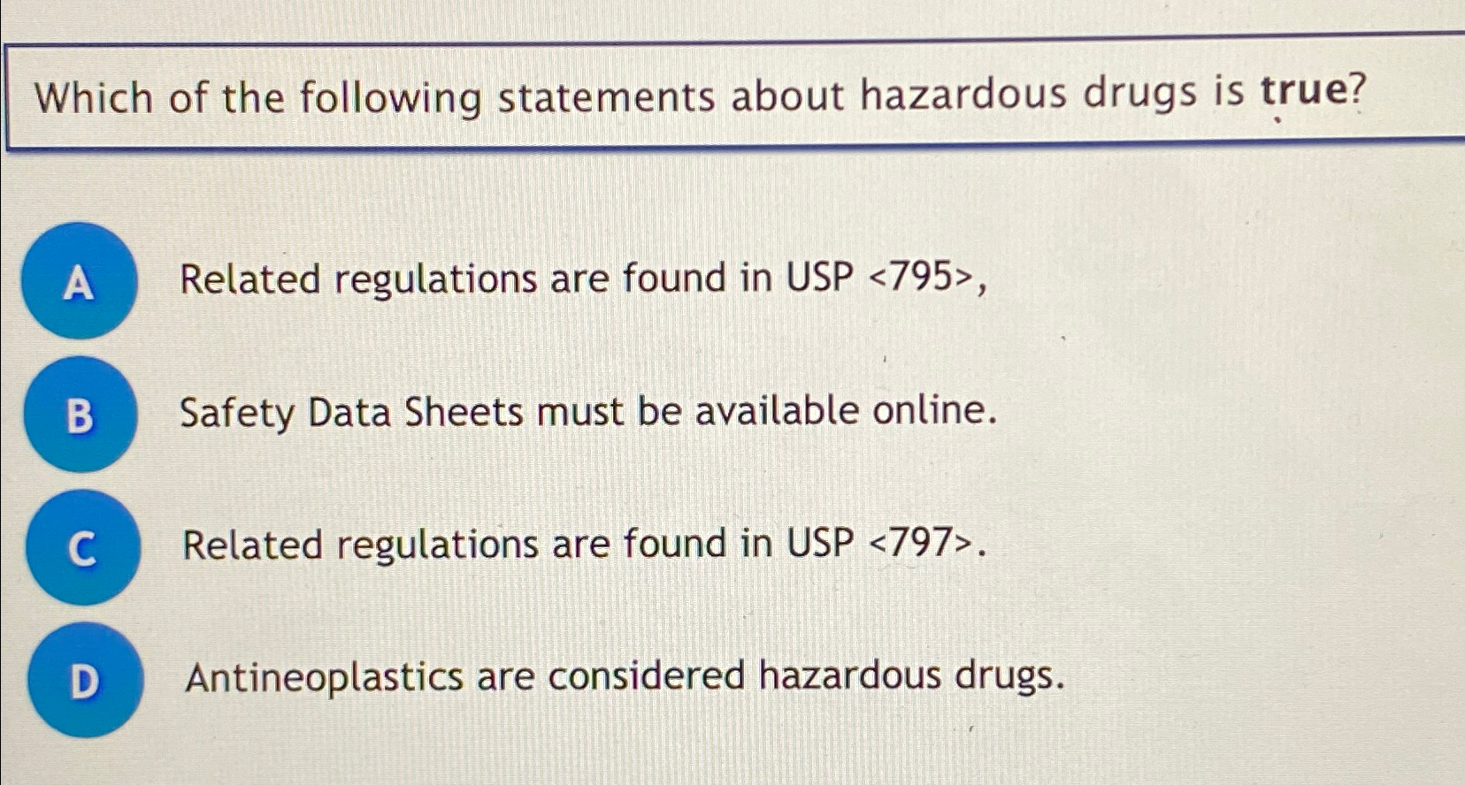Solved Which of the following statements about hazardous | Chegg.com