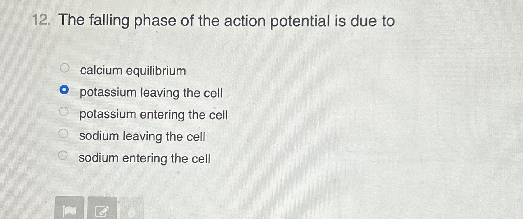 Solved The falling phase of the action potential is due | Chegg.com