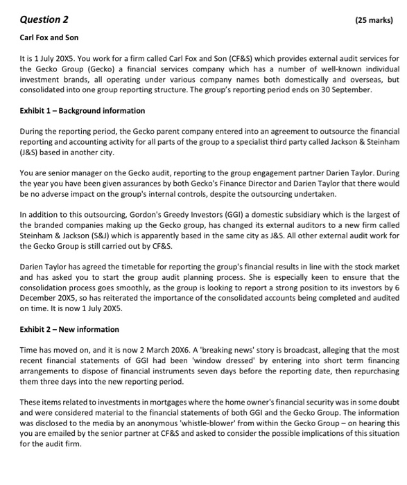 Solved Question 2 (25 marks) Carl Fox and Son It is 1 July | Chegg.com
