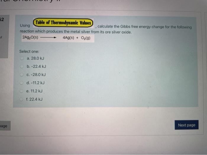 Solved 52 Table of Thermodynamic Values Using calculate the | Chegg.com
