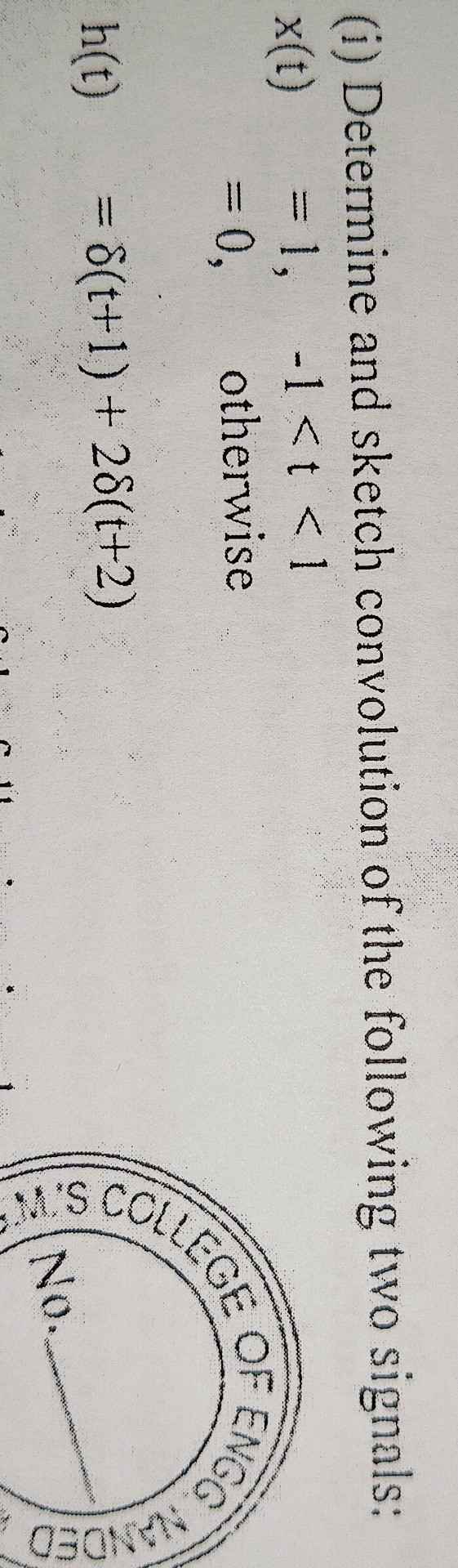 Solved (i) ﻿Determine and sketch convolution of the | Chegg.com