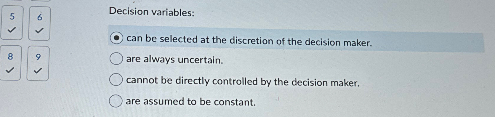 Solved Decision variables:can be selected at the discretion | Chegg.com