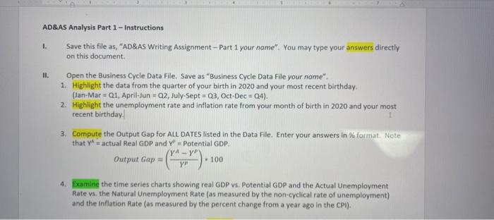 Solved AD\&AS Analysis Part 1 - Instructions 1. Save this | Chegg.com
