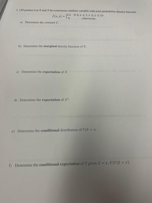 Solved G Determine The Conditional Expectation Of Y2 Given