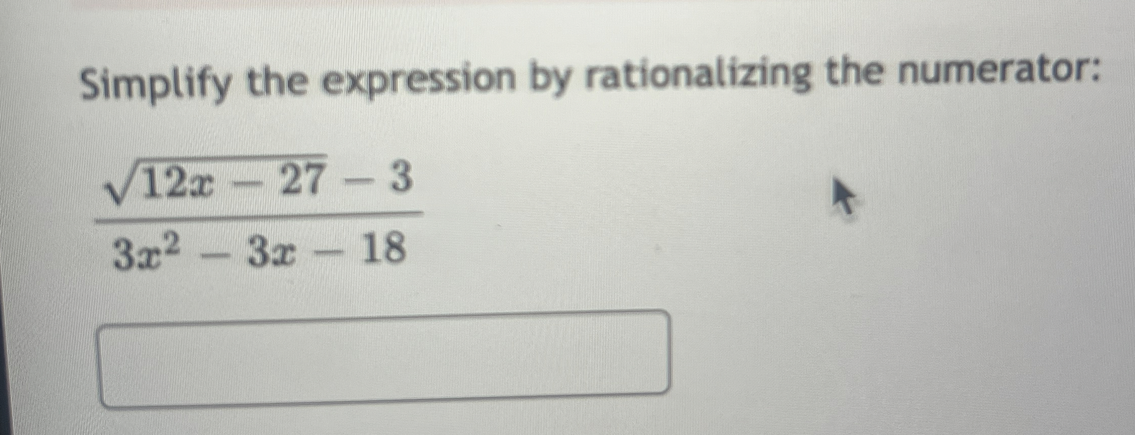 Solved Simplify the expression by rationalizing the | Chegg.com