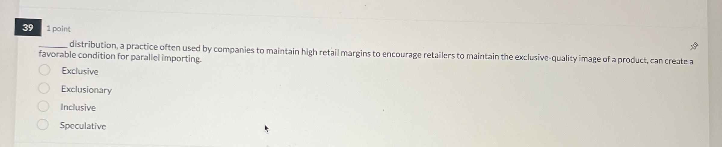 Solved 1 ﻿point favorable condition for parallel | Chegg.com