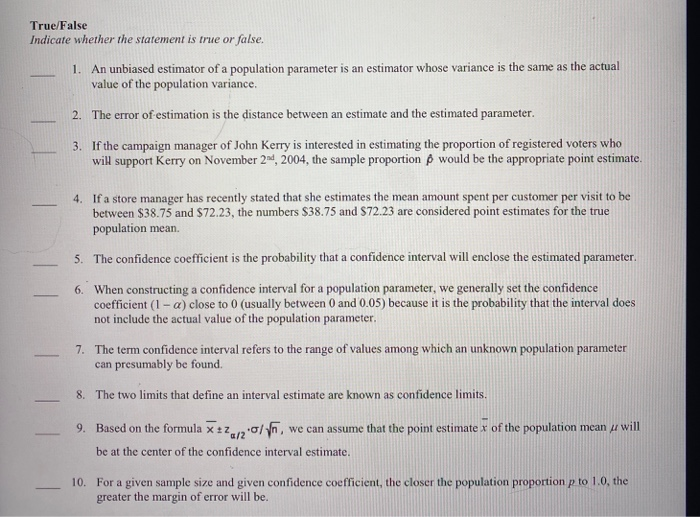 Solved True/False Indicate whether the statement is true or | Chegg.com