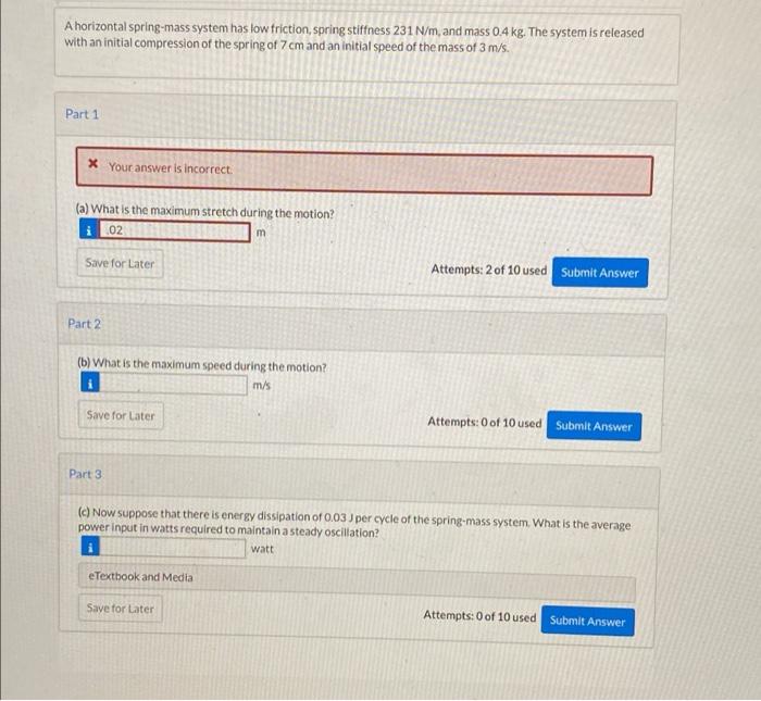 Solved A horizontal spring-mass system has low friction, | Chegg.com