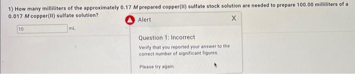 Solved 1) How many milliliters of the approximately 0.17 M | Chegg.com