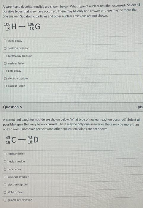 Solved A parent and daughter nuclide are shown below. What | Chegg.com