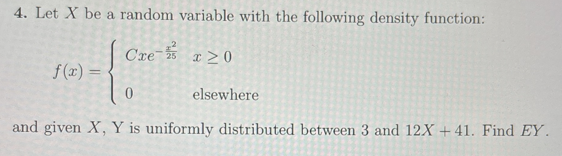 Solved Let x ﻿be a random variable with the following | Chegg.com