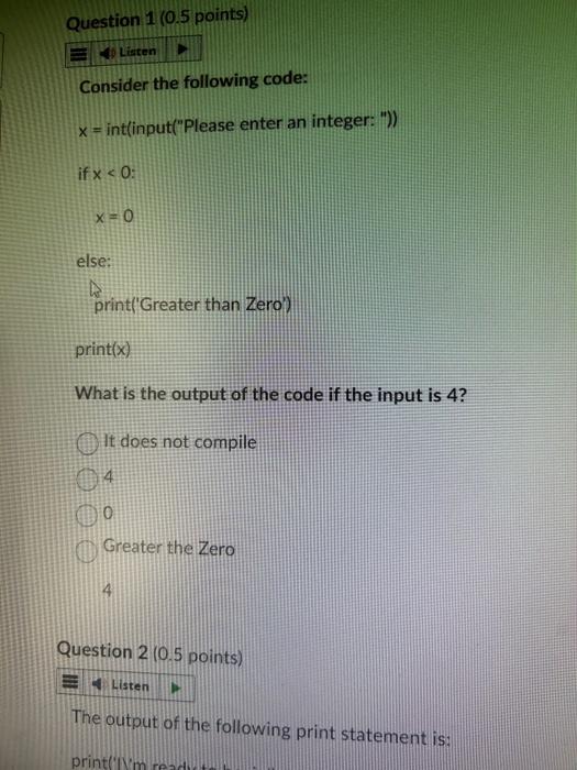 Solved Consider the following code: x= int(input("Please | Chegg.com