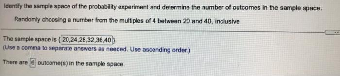 Solved Identify the sample space of the probability | Chegg.com