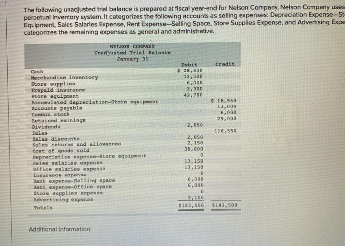 Solved NELSON COMPANY Income Statement For Year Ended | Chegg.com