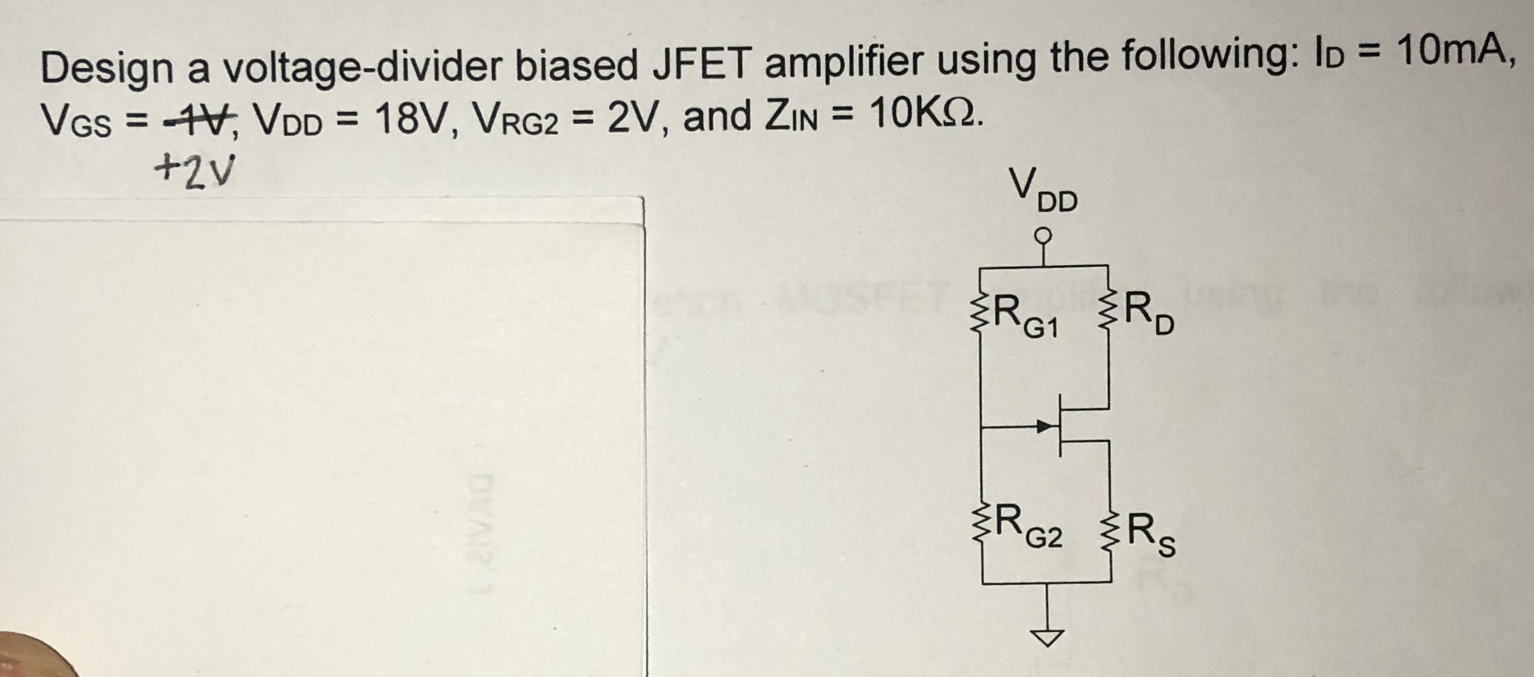 Solved Design a voltage-divider biased JFET amplifier using | Chegg.com