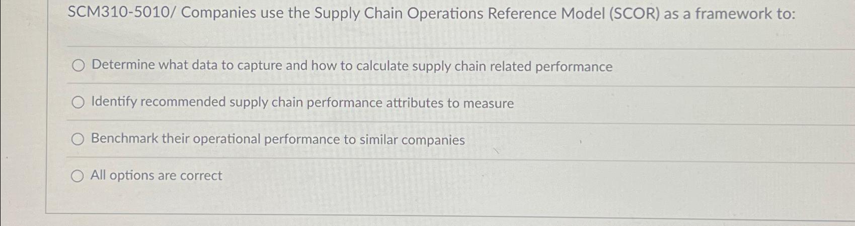 Solved SCM310-5010/ ﻿Companies use the Supply Chain | Chegg.com