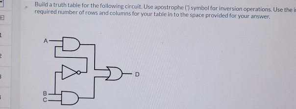 Solved Build a truth table for the following circuit. Use | Chegg.com