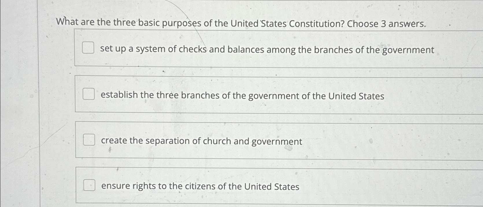 Solved What are the three basic purposes of the United | Chegg.com