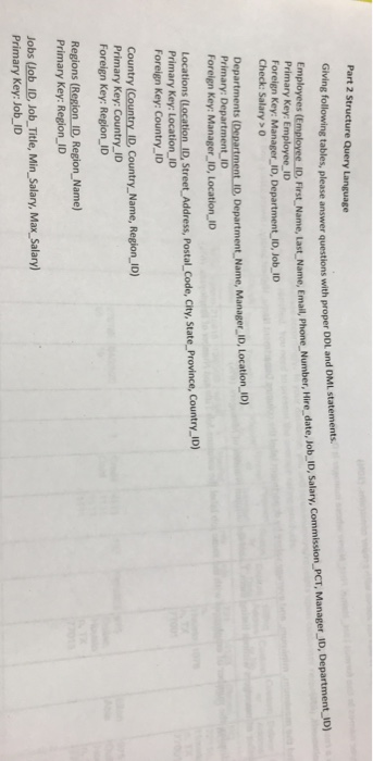 Solved Part 2 Structure Query Language S w ing tables, | Chegg.com