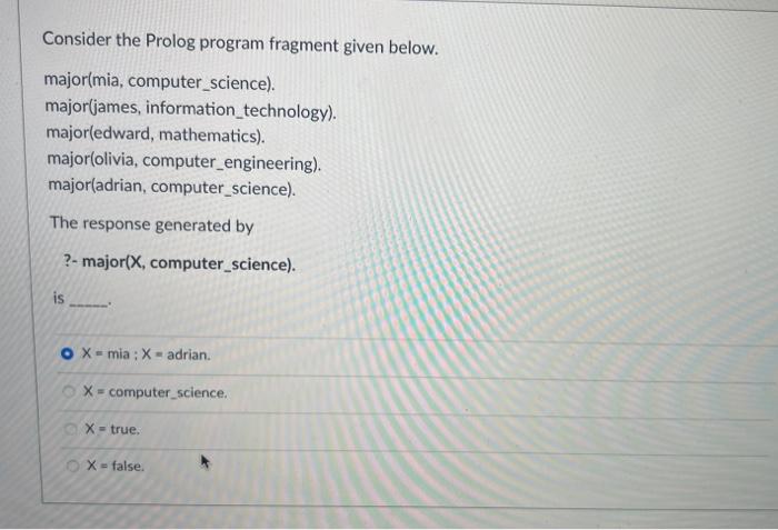 Solved Consider the Prolog program fragment given below. | Chegg.com Solved Consider the Prolog program fragment given below. | Chegg.com