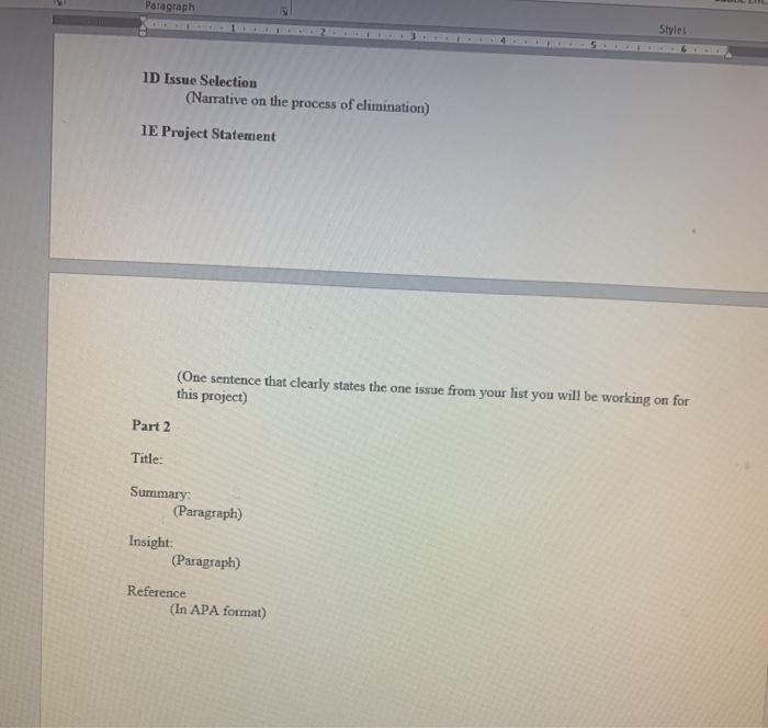Paragraph Styles Week I CCC Template: Part 1 - | Chegg.com