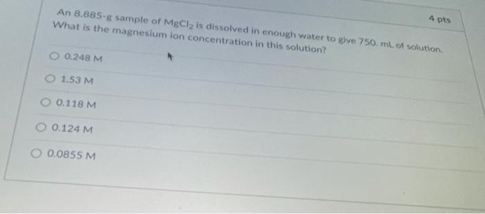 Solved An 8.885 g sample of MgCl2 is dissolved in enough | Chegg.com