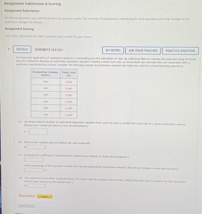Solved Issignment Submission \& Scoring issignment | Chegg.com