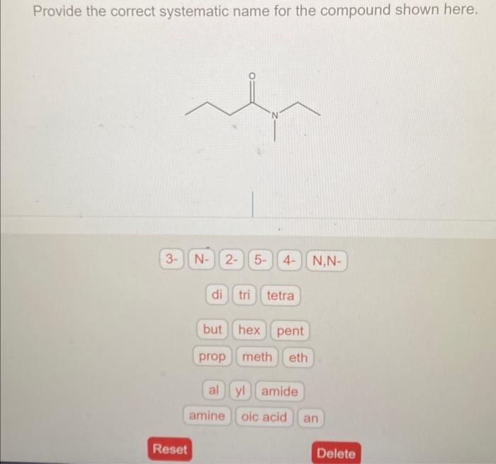 Solved Provide the correct systematic name for the compound | Chegg.com