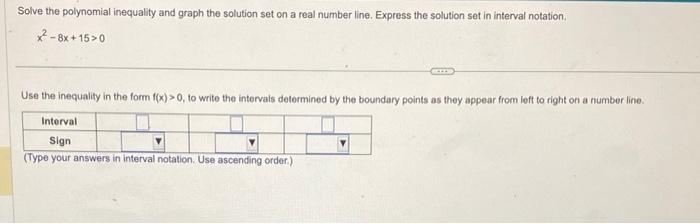 Solved Solve the polynomial inequality and graph the | Chegg.com