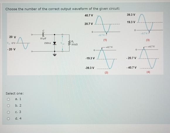 Solved Choose The Number Of The Correct Output Waveform Of