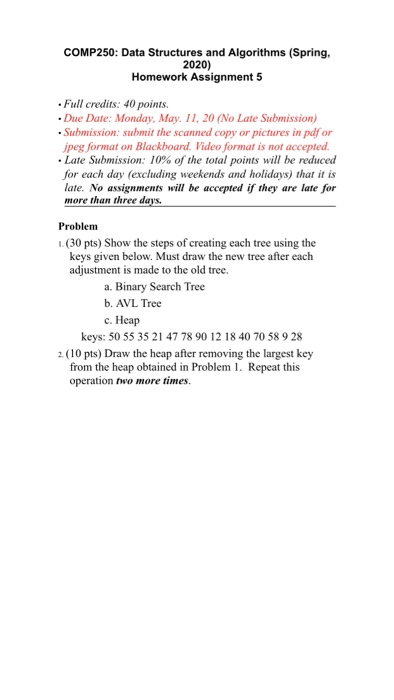 Solved COMP250: Data Structures and Algorithms (Spring, | Chegg.com