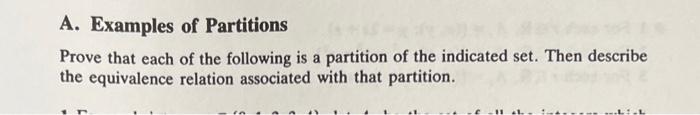Solved A. Examples of Partitions Prove that each of the | Chegg.com