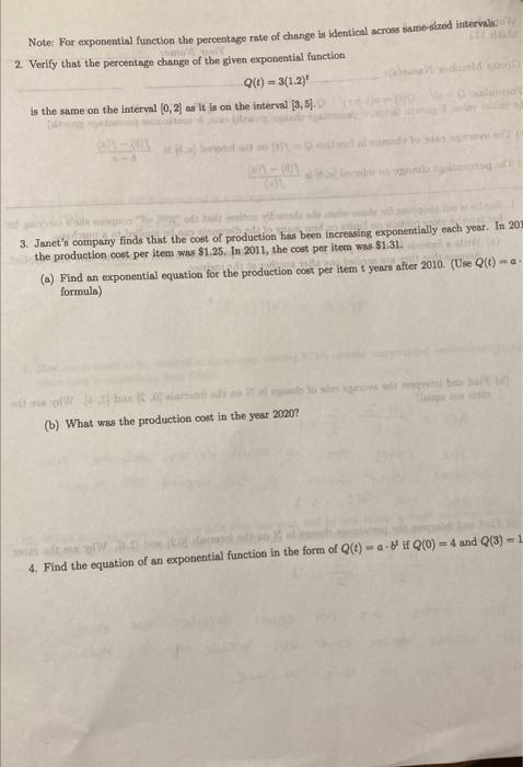 Solved Note: For exponential function the percentage rate of | Chegg.com