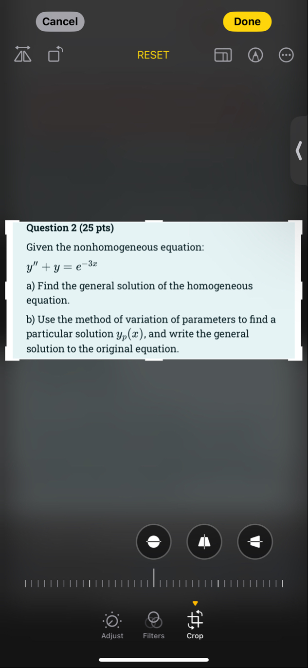 Solved CancelRESETNQuestion 2 (25 ﻿pts)Given the | Chegg.com